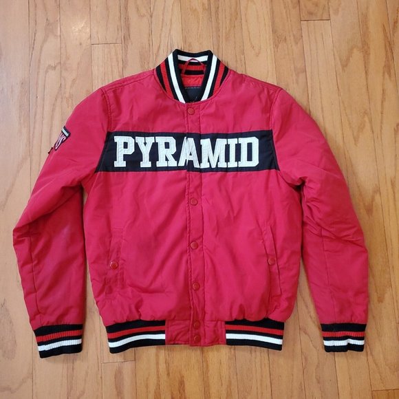 Jackets & Coats | Black Pyramid Jacket Men Small Bomber Thick Red Black ...